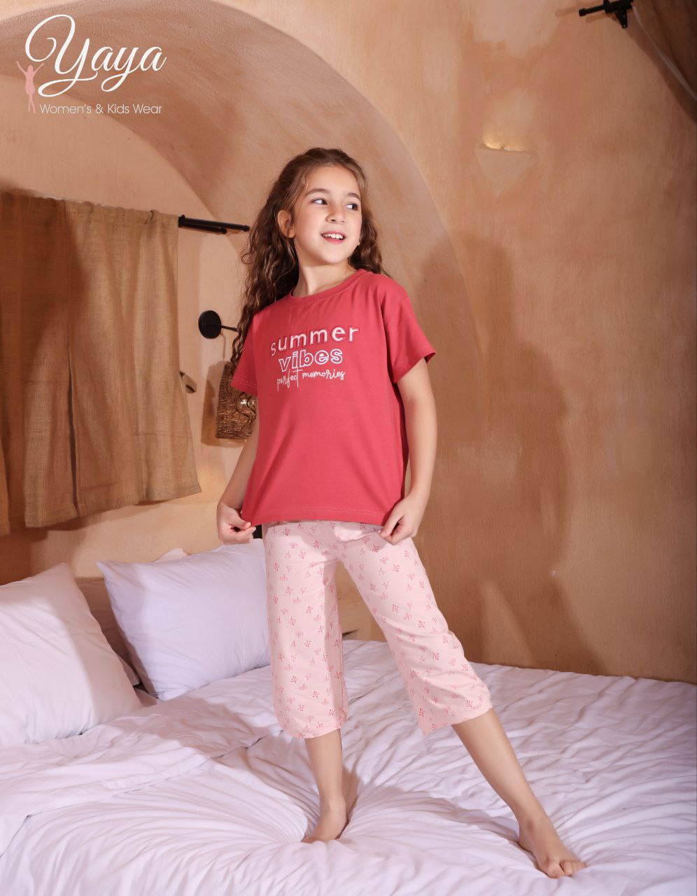 بيجامة بناتي برمودا بقصة كـم واسعة من يايا 3625-4625-5625 | Pyjamty - Pyjamty